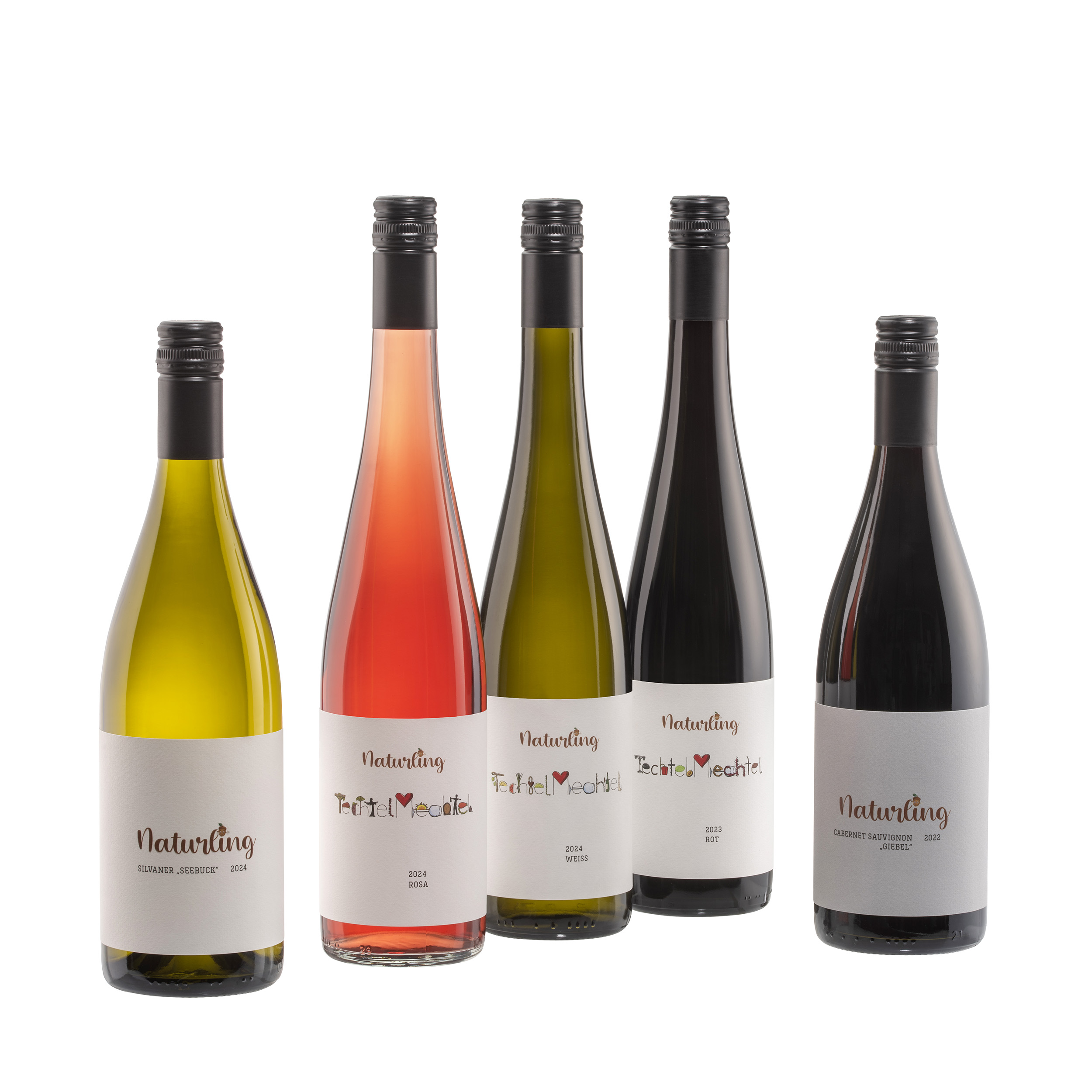 5er Set: Weißwein Silvaner, Rotwein Cabernet Sauvignon, Techtel Mechtel ...