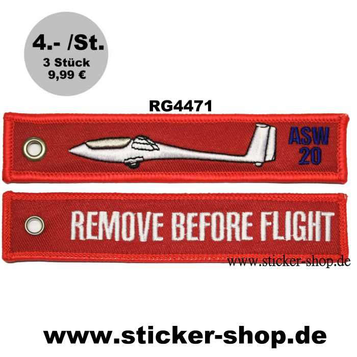 Remove before flight, RBF, ASW20, ASW-20, ASW 20, Schlüsselanhänger ...