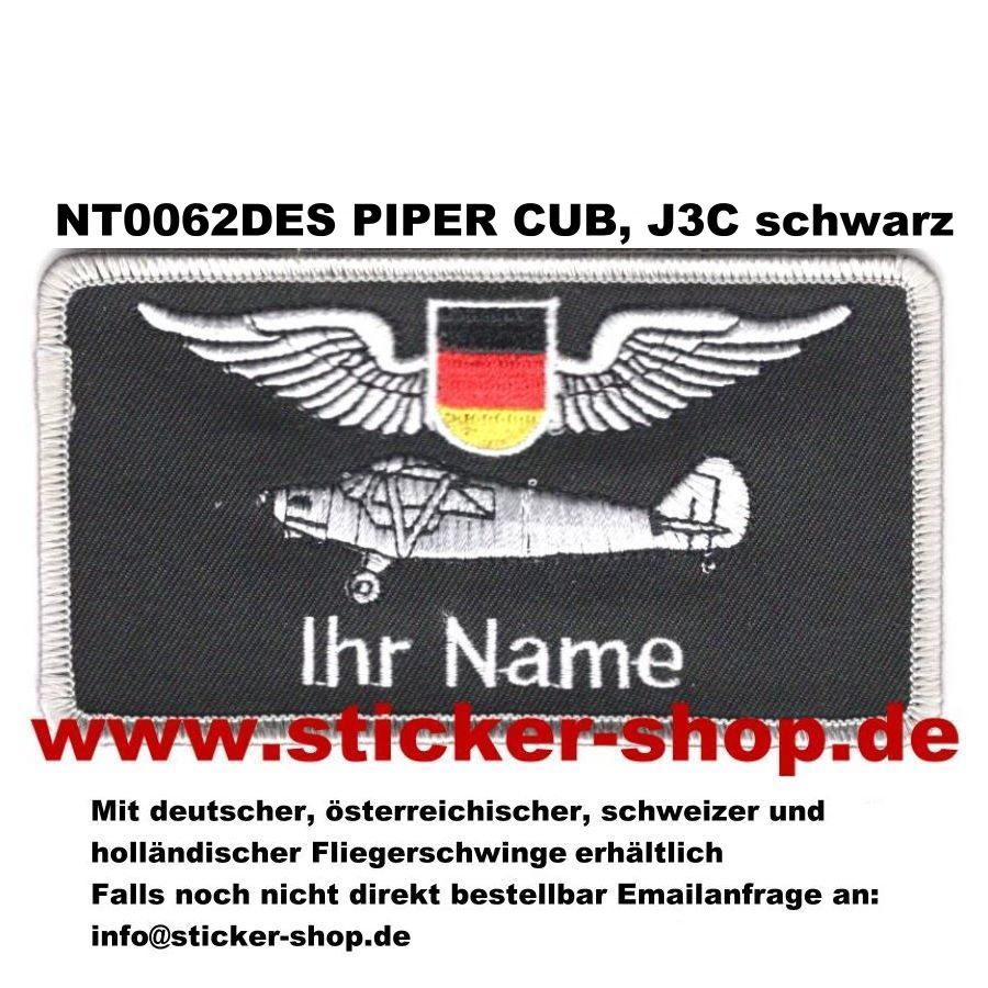 Nametag, Piloten, Namensschild,Piper Cub, J3C, Aufnäher, patch ...