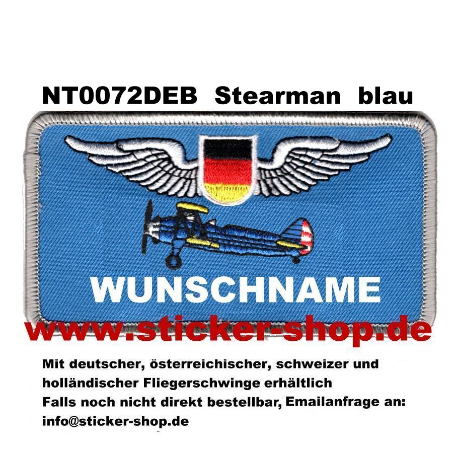 Nametag, Piloten, Namensschild, Stearman, Aufnäher, patch | Sticker ...