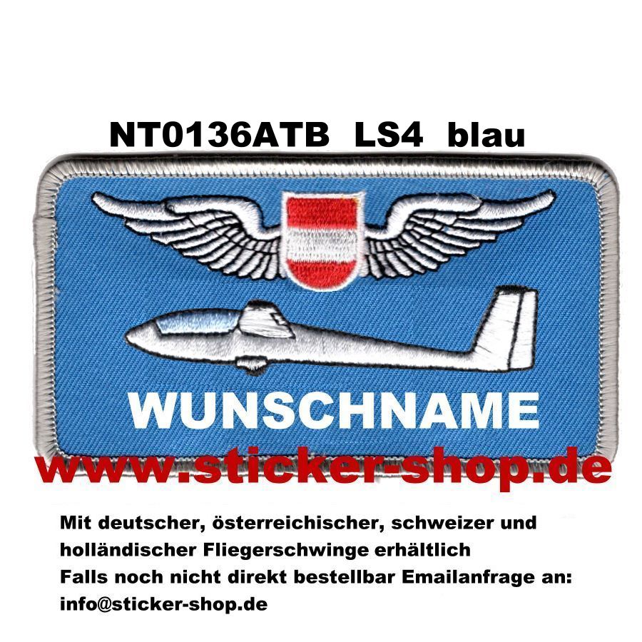 Piloten, nametag, Namensschild, LS4, Aufnäher, patch, Österreich ...