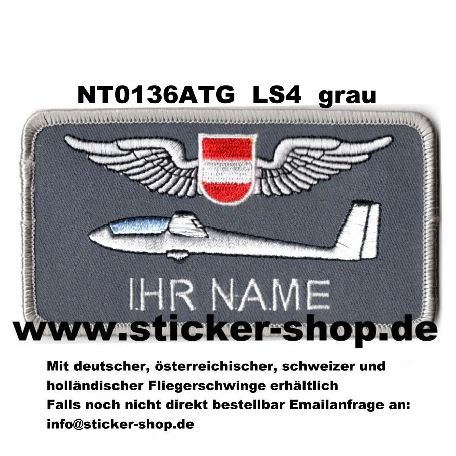 Piloten, nametag, Namensschild, LS4, Aufnäher, patch, Österreich ...