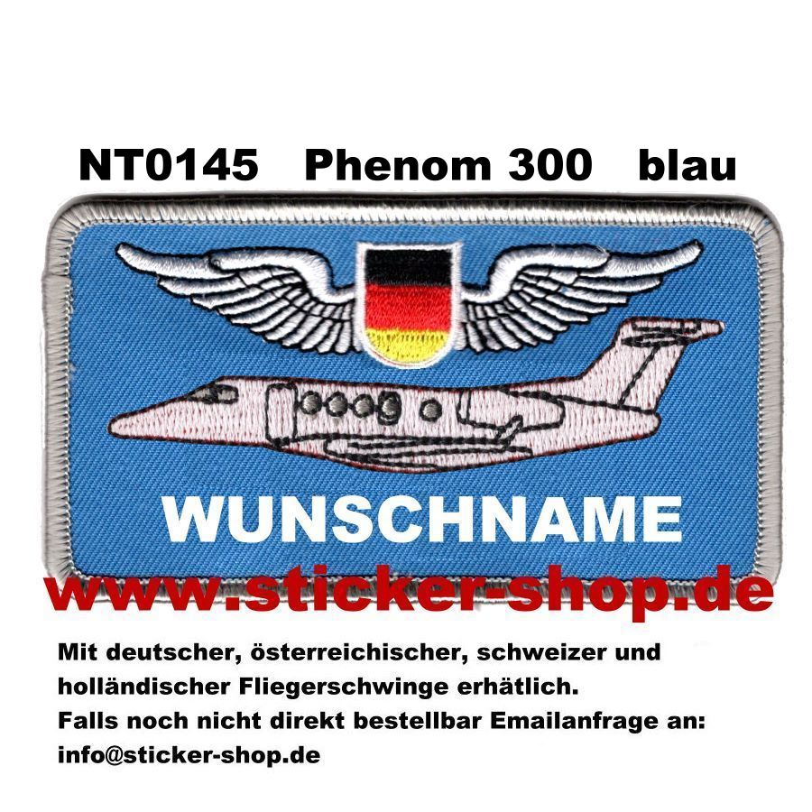 nametag, Piloten, Namensschild, Phenom 300, Aufnäher, patch, DE ...