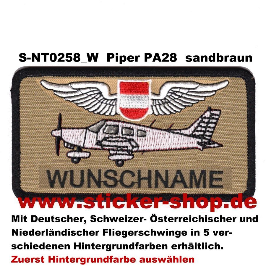 Piper PA28, nametag, Piloten, Namensschild, Österreich, Aufnäher, patch ...
