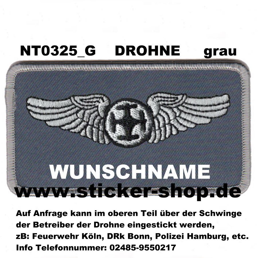 Drohnen, UAV, Quadro Copter, Piloten, Namensschild, nametag, Aufnäher ...