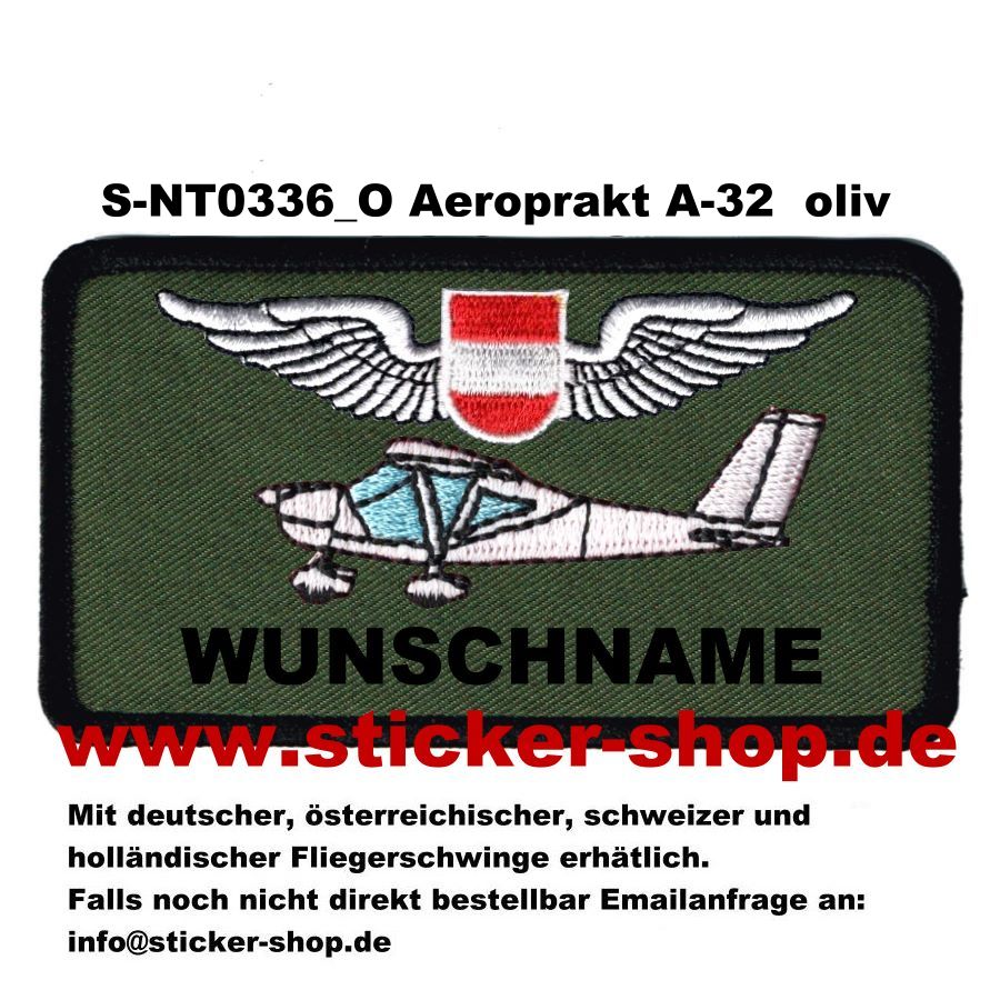 Aeroprakt A-32, nametag, Piloten, Namensschild, Österreich, Aufnäher ...