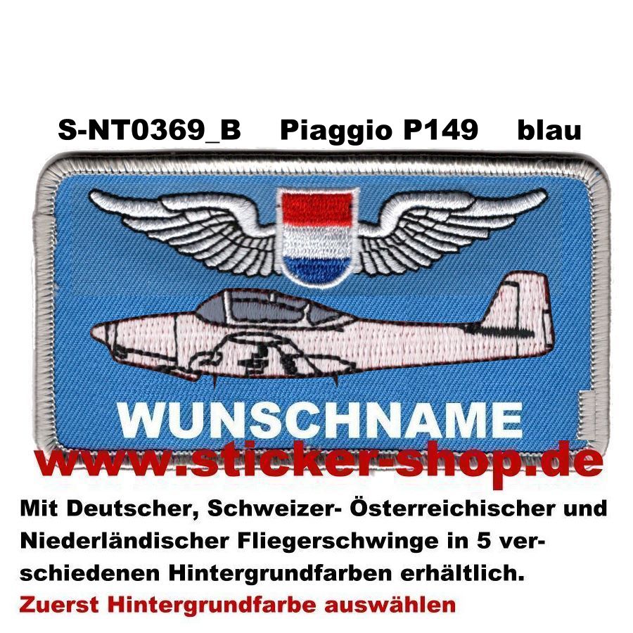 Piaggion P149, nametag, Piloten, Namensschild, Netherlands, Aufnäher ...