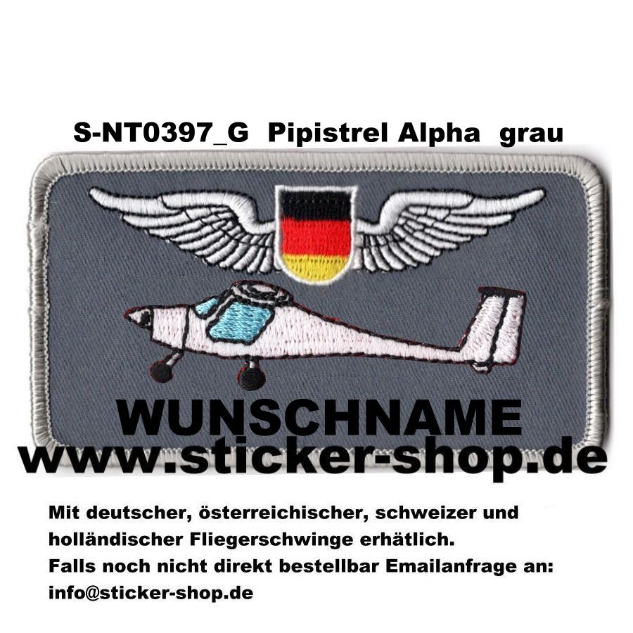 Pipistrel, Alpha. nametag, Piloten, Namensschild, Deutschland, Aufnäher ...
