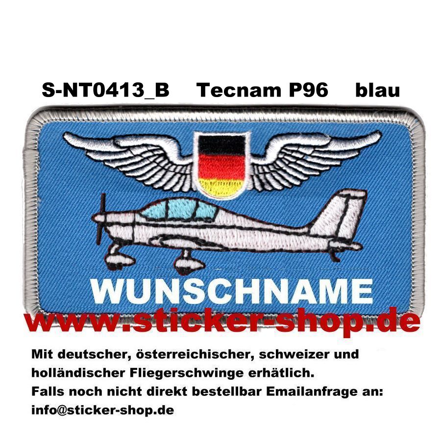 Tecnam P96, nametag, Piloten, Namensschild, Deutschland, Aufnäher ...