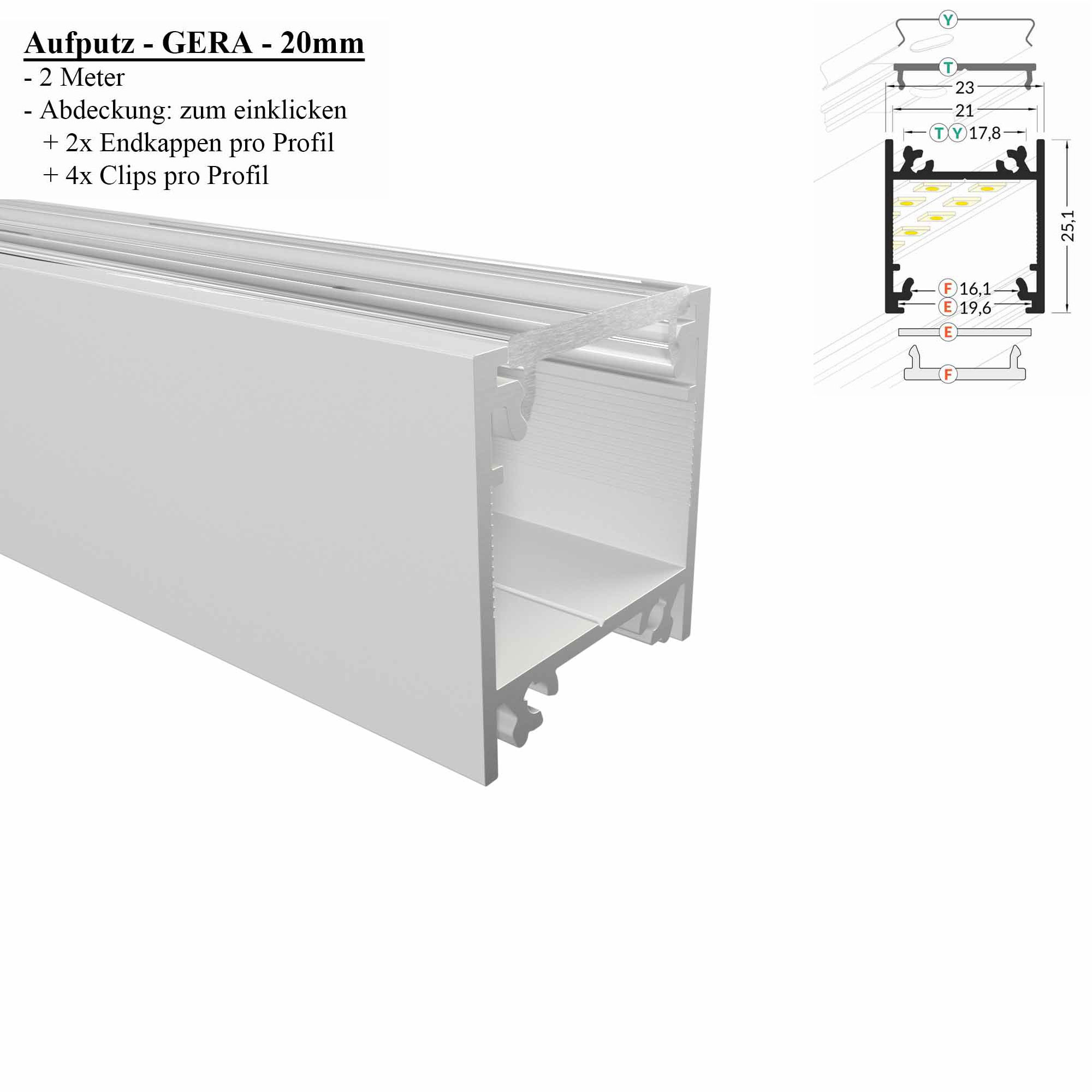 LED Aluprofil Aluminium Profile Leiste Weiss für LED-Streifen 2m | eBay