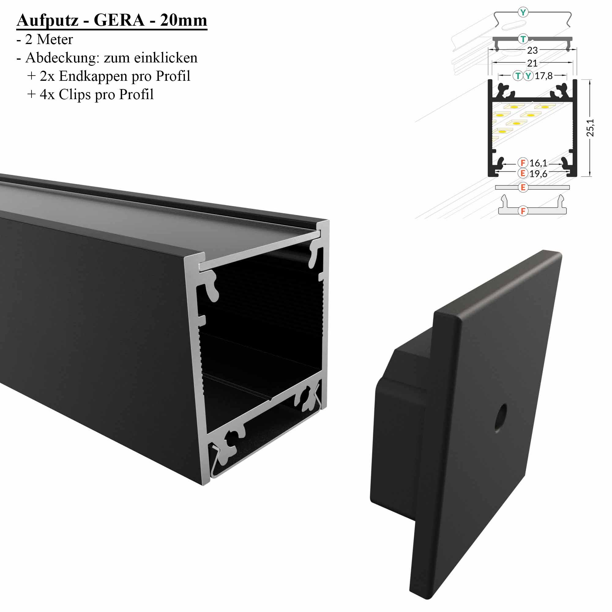 LED Aluprofil Aluminium Profile Leiste Schwarz für LED-Streifen 2m | eBay