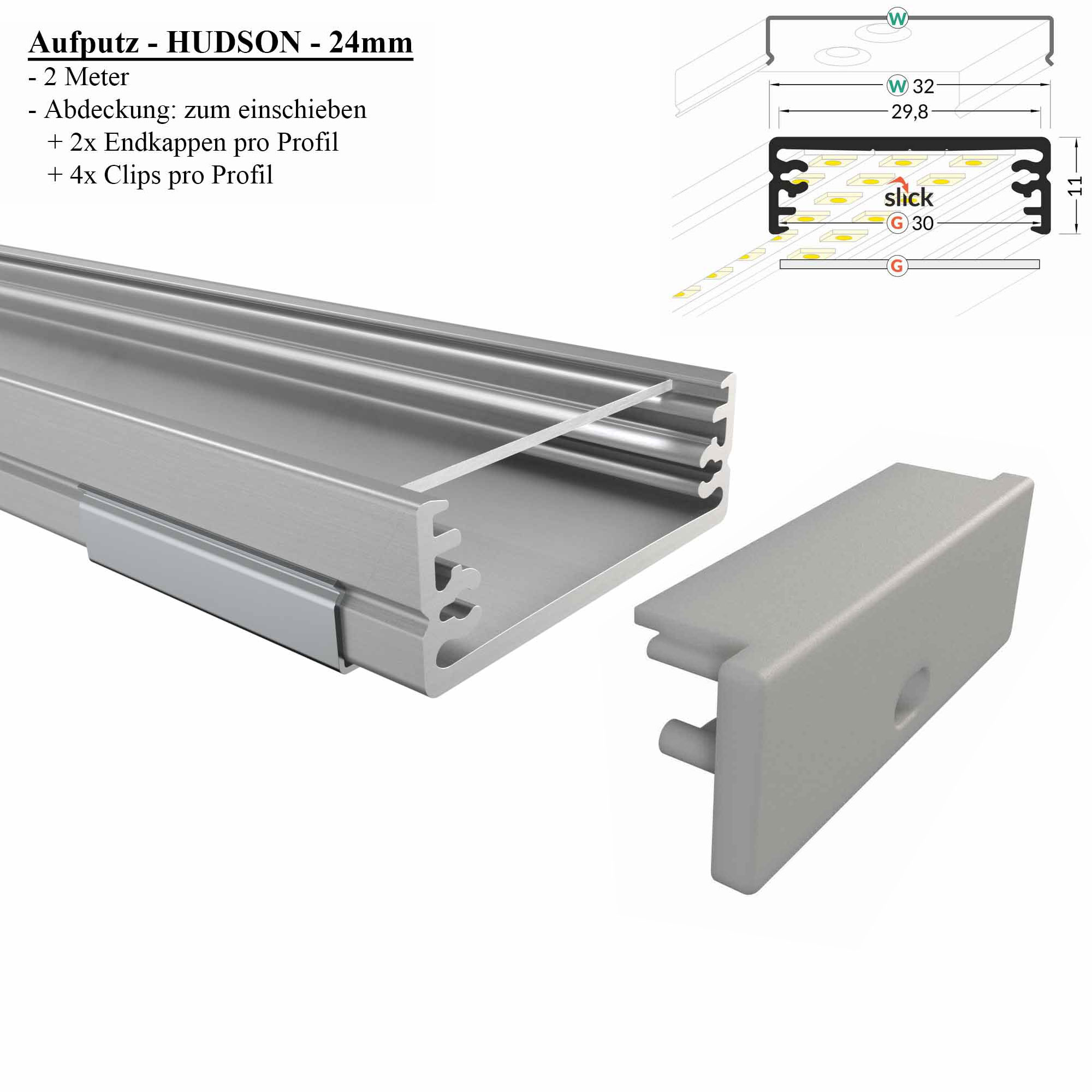 LED Aluprofil Aluminium Profile Leiste Rohes Aluminium für LED-Streifen ...