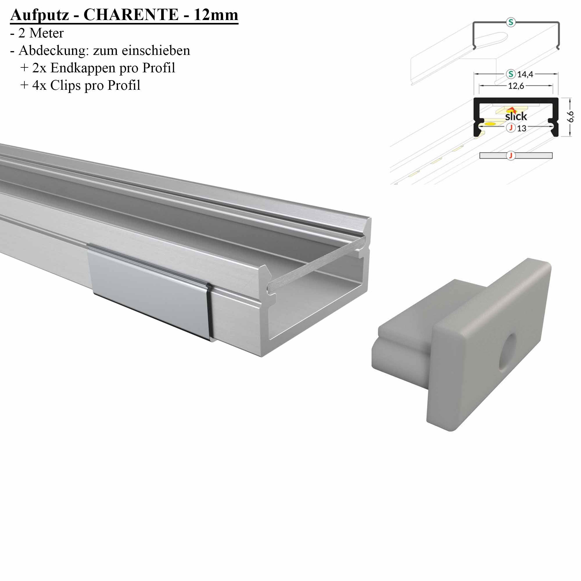 LED Aluprofil Aluminium Profile Leiste Rohes Aluminium für LED-Streifen ...