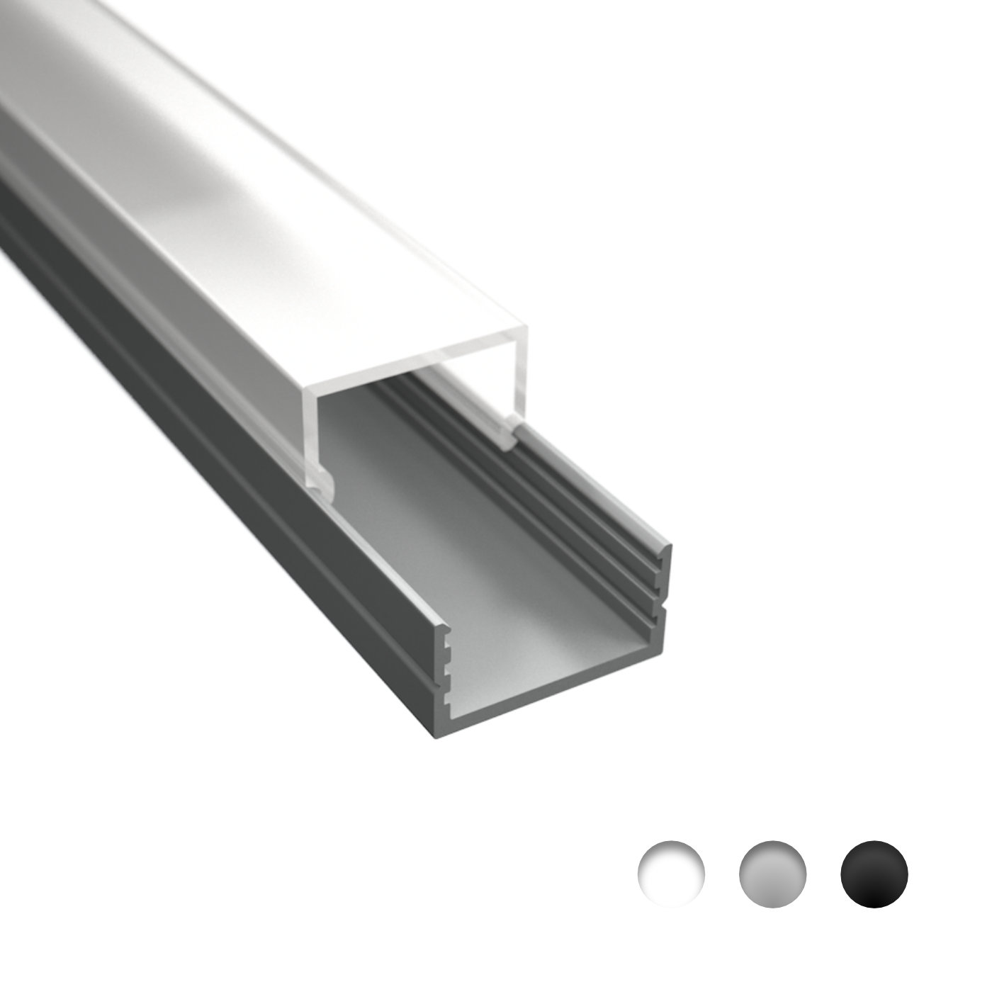 LED Alu Aufputzprofil eloxiert für max. 17 mm LED-Streifen ...
