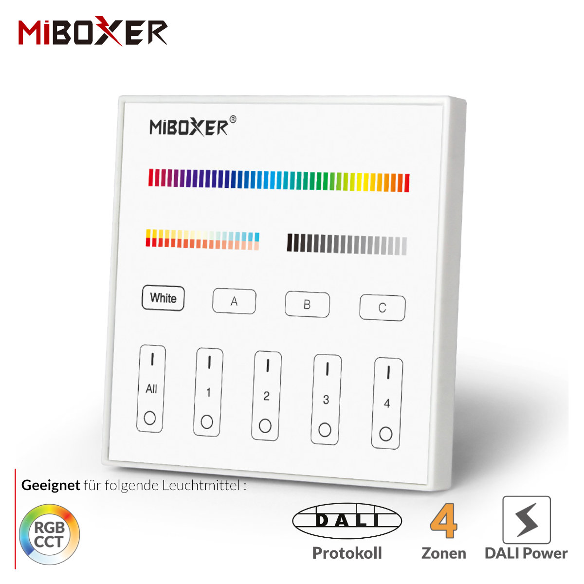 DALI-Wandschalter | RGB | RGBW | RGB+CCT | Weiß | Miboxer | DP3S | alu ...