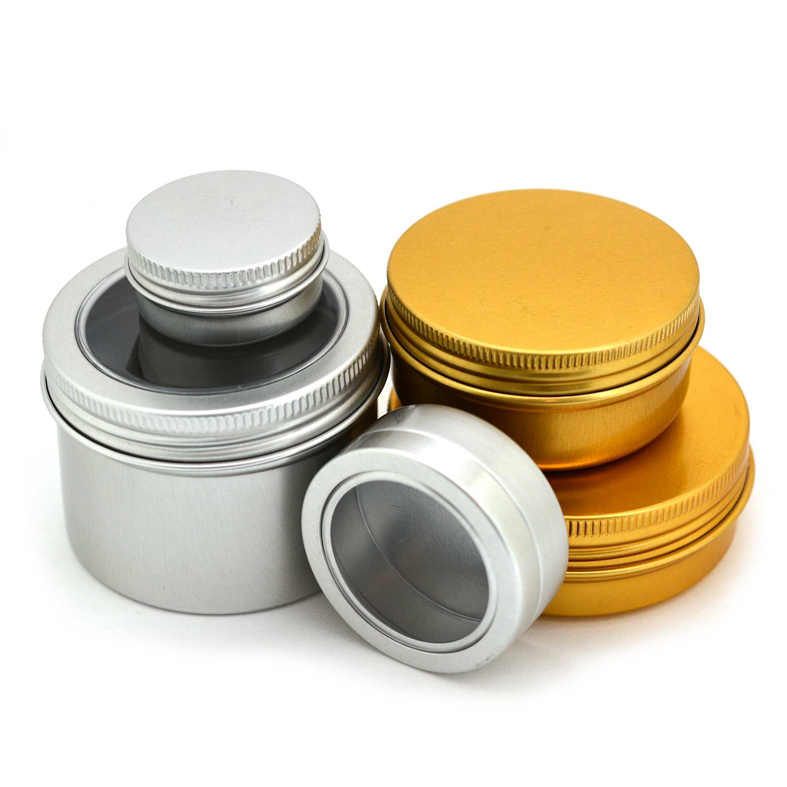 6 Aluminium-Dose rund mit Deckel leer Metalldosen Behälter Schachtel ...