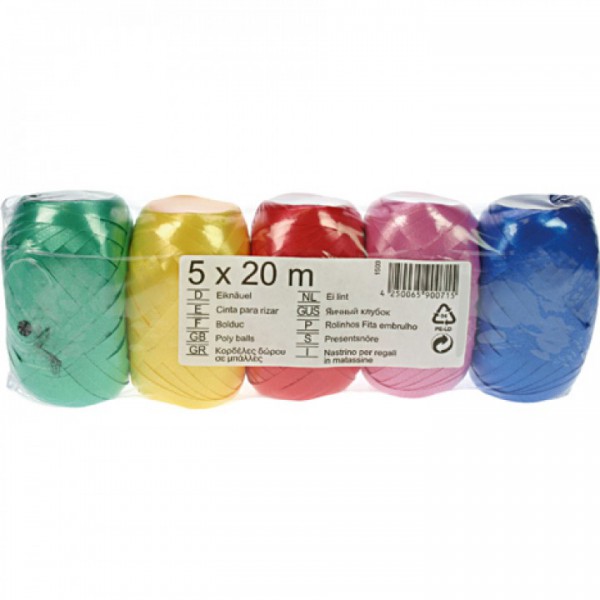 Geschenkband, farbig sortiert, 5er Set | Gejo Service GmbH