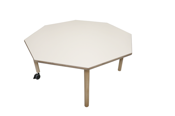 BasicPlus Achtecktisch mit 2 Rollen, Multiplex-Platte mit Linoleum ...