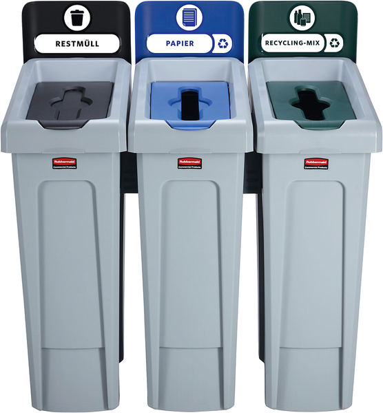Rubbermaid Abfallsammelsystem SLIM JIM® RECYCLING, 3 Sortierfächer ...