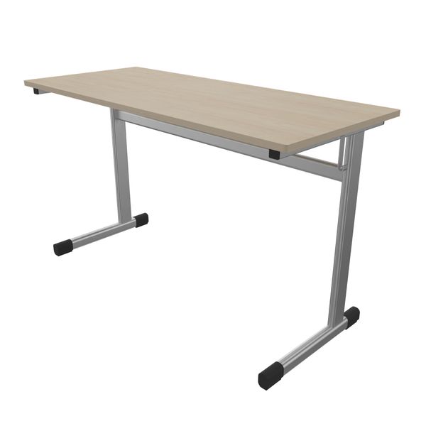 Zweier-Schülertisch, T-Gestell, ohne Drahtkorb, feste Höhe | kitaspezial