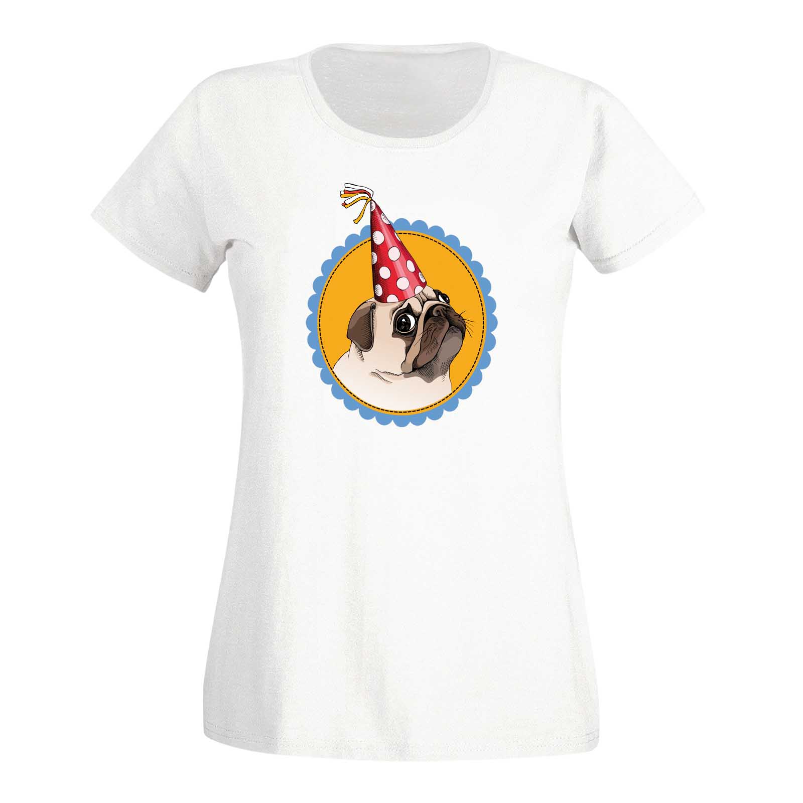 T-Shirt Mops Hund Pug Dog Karneval Party JGA Geschenk 15 Farben Damen ...