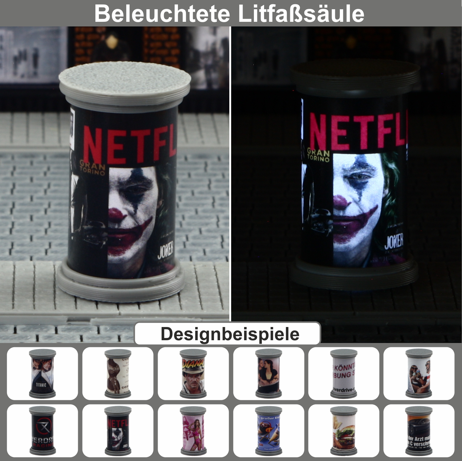 Beleuchtete Litfaßsäule Spur H0 TT N Z - LED Litfaß Säule