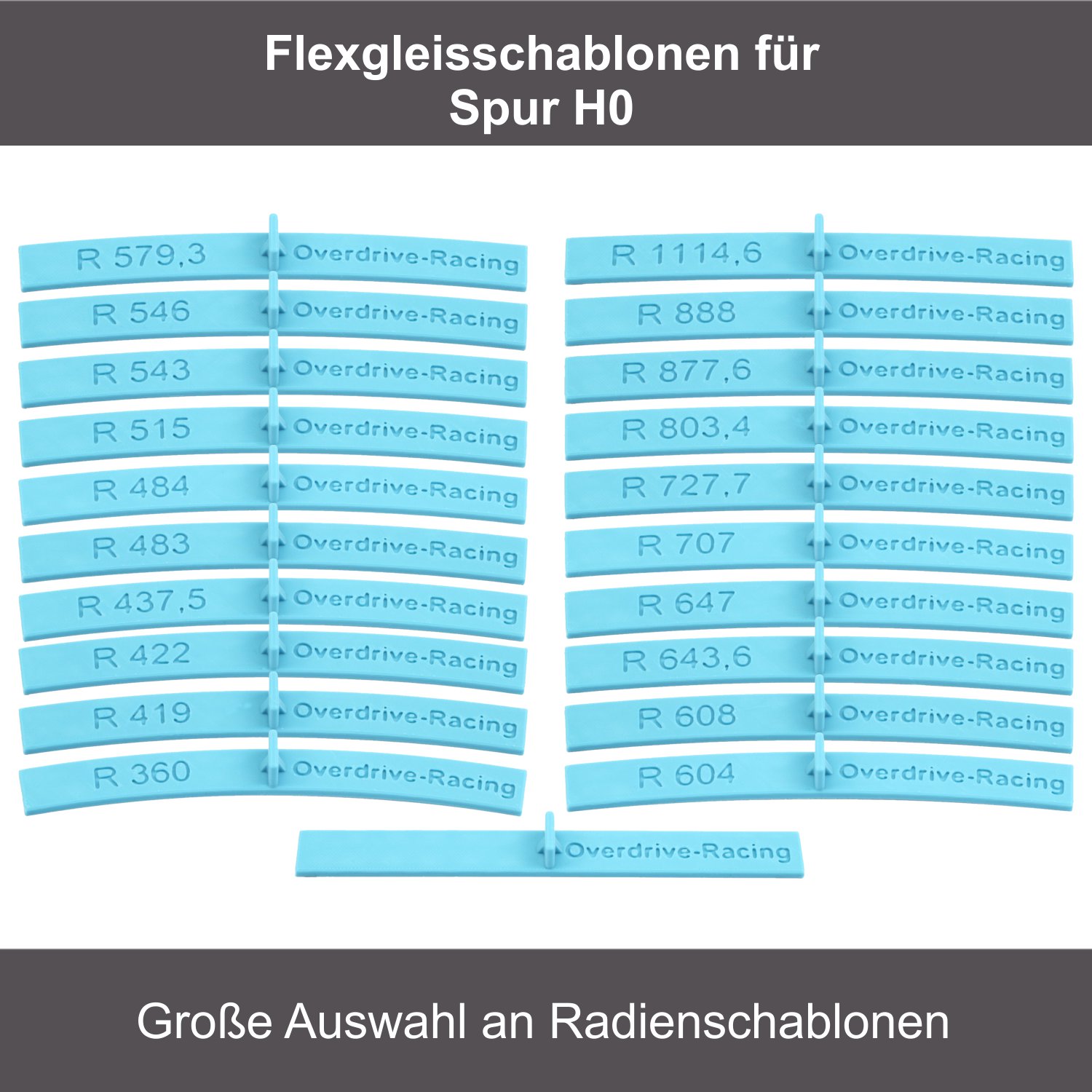 Spur H0 - Flexgleis Radien Gleis Schablonen - Spurweite 16,5mm