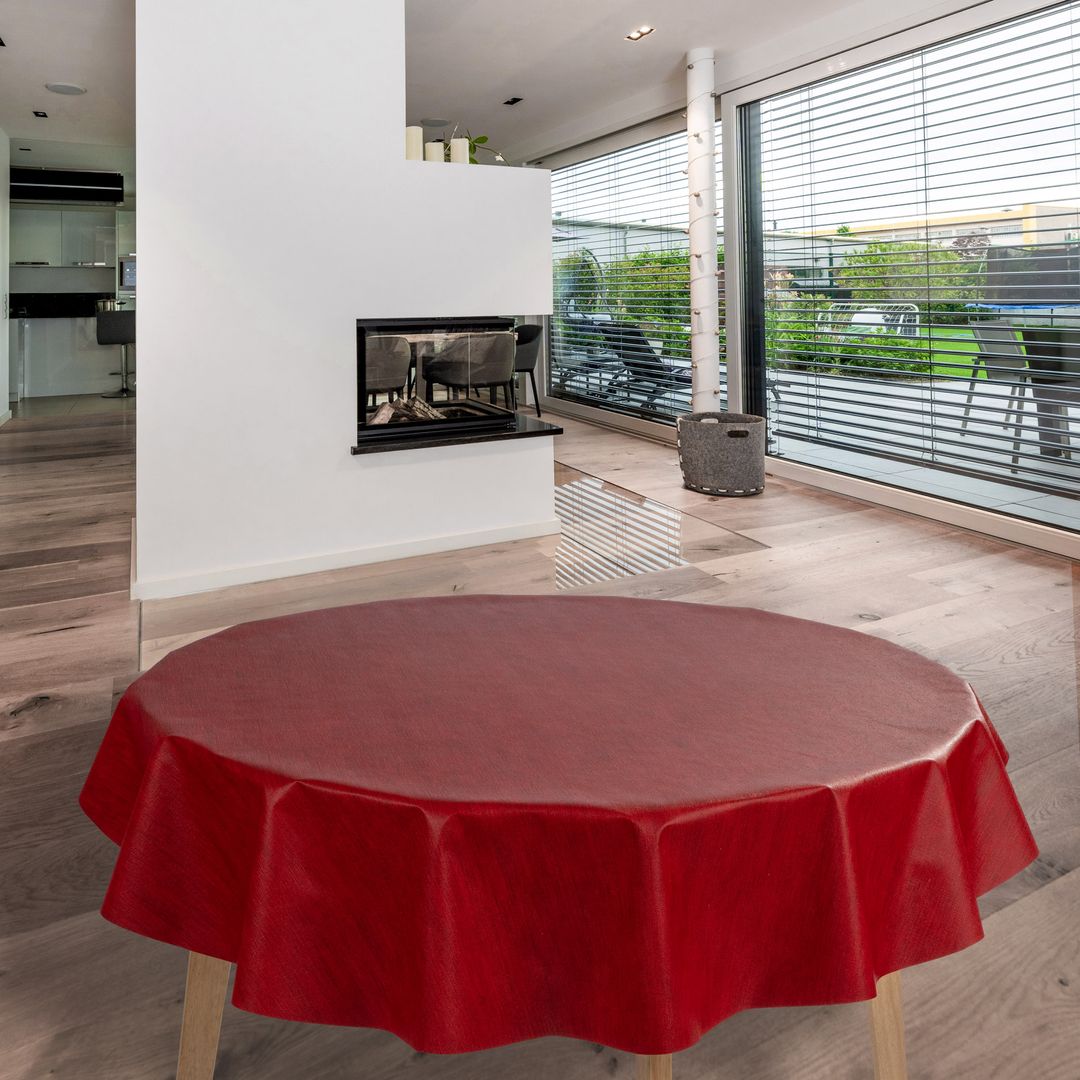 laro Rund 140 cm Wachstuchtischdecke Tischdecke Abwaschbar PVC Rot ...