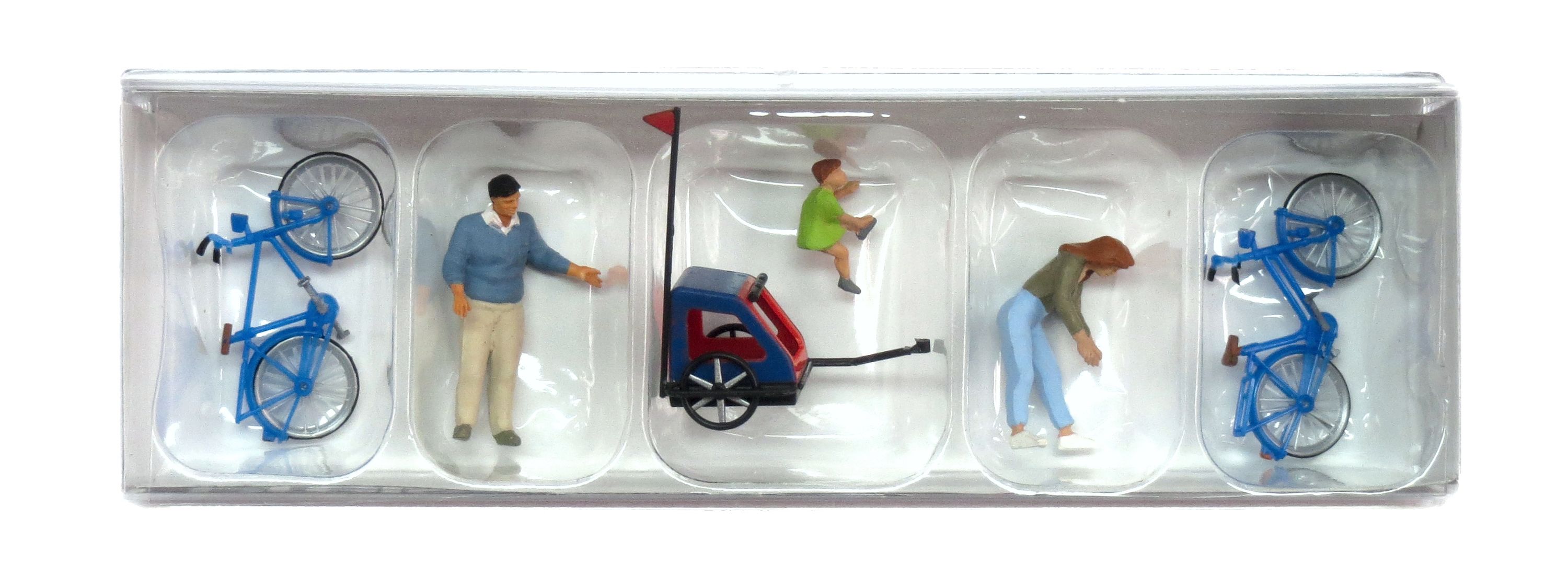 Preiser 10635 Familie beim Start in den Radausflug Spur H0 1:87 ...