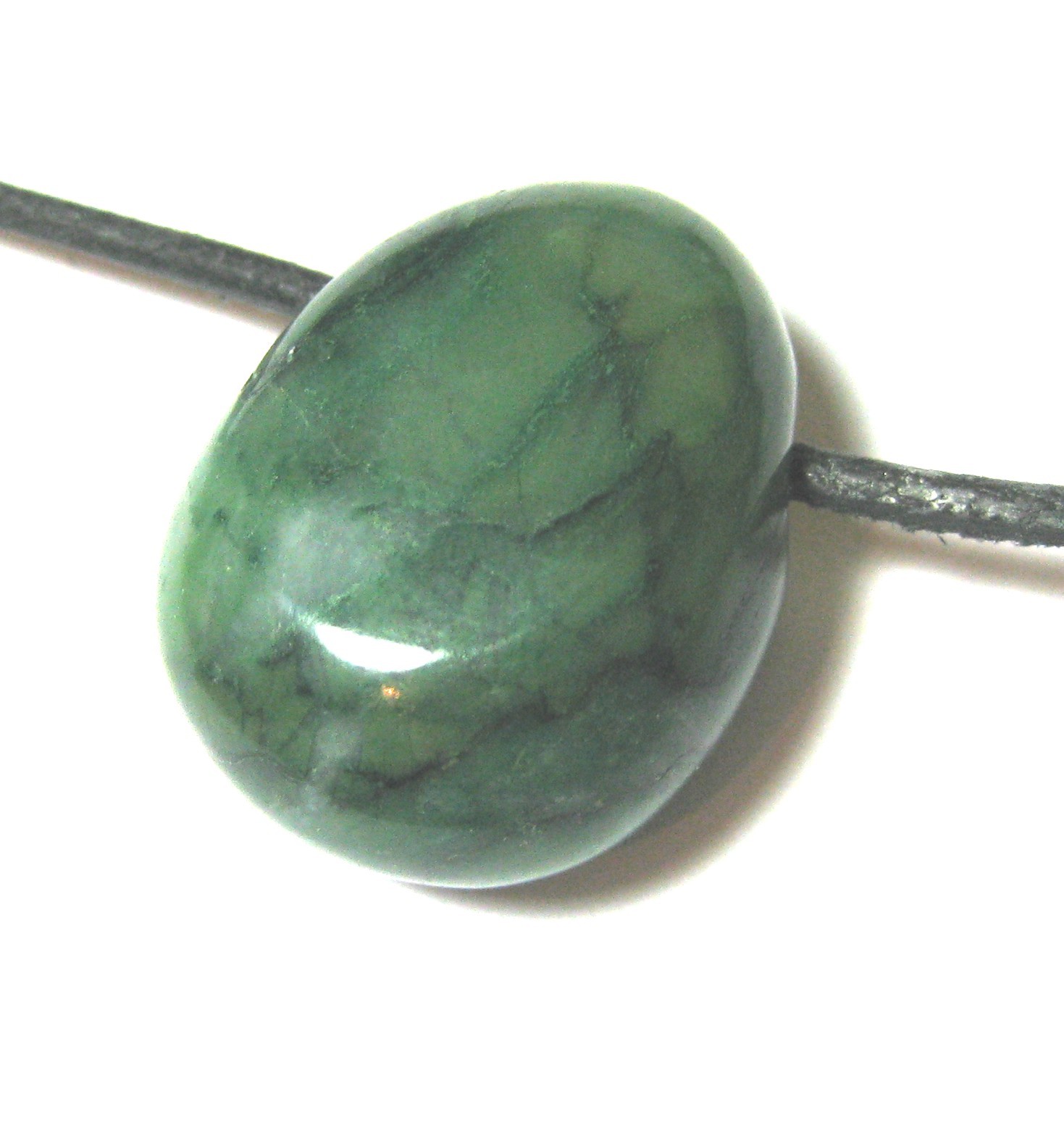 Trommelstein gebohrt Budstone (Grünschiefer) 3 cm | Steine Alles Gute