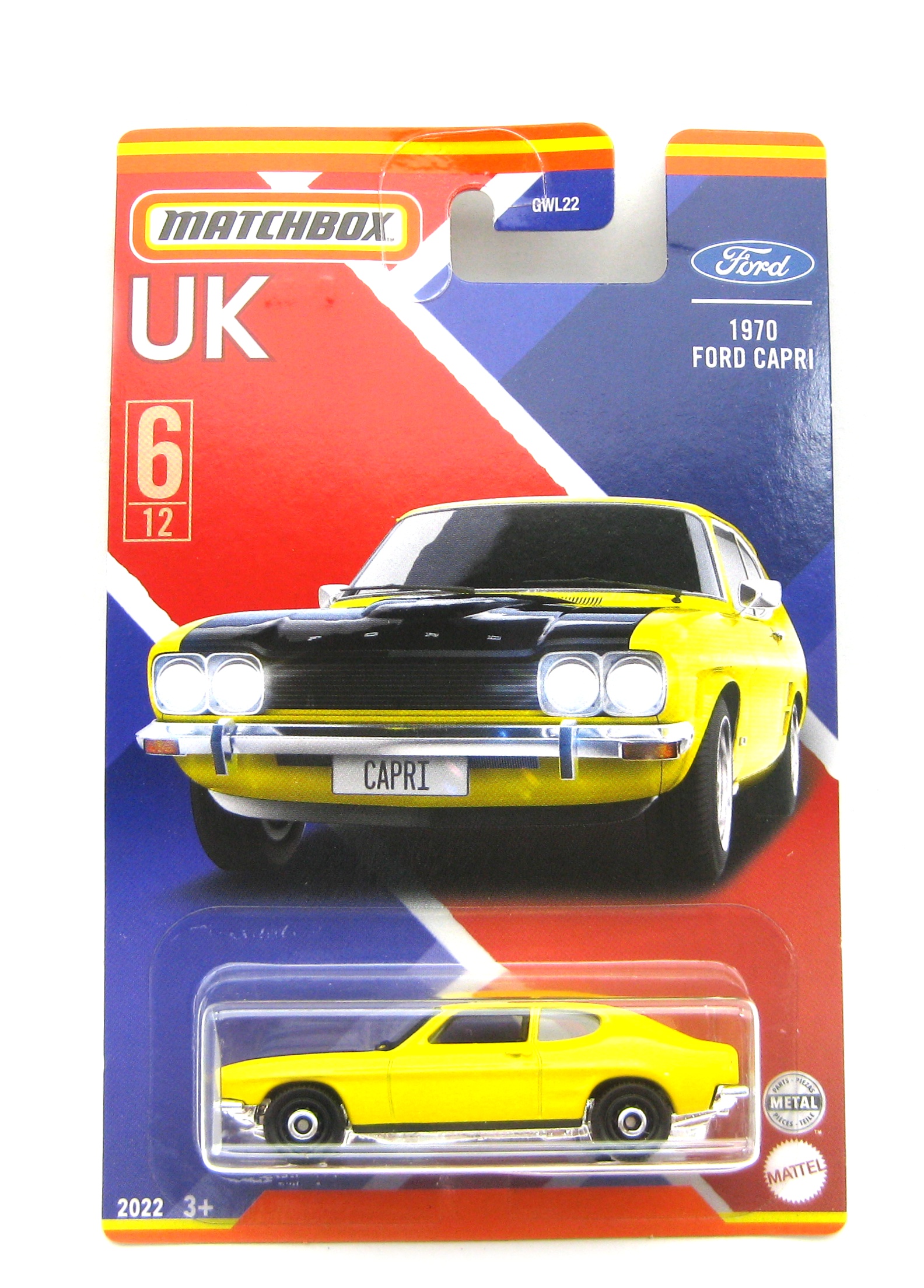 Matchbox Ford Capri UK 1970 gelb 1:64 | Modelle Alles Gute