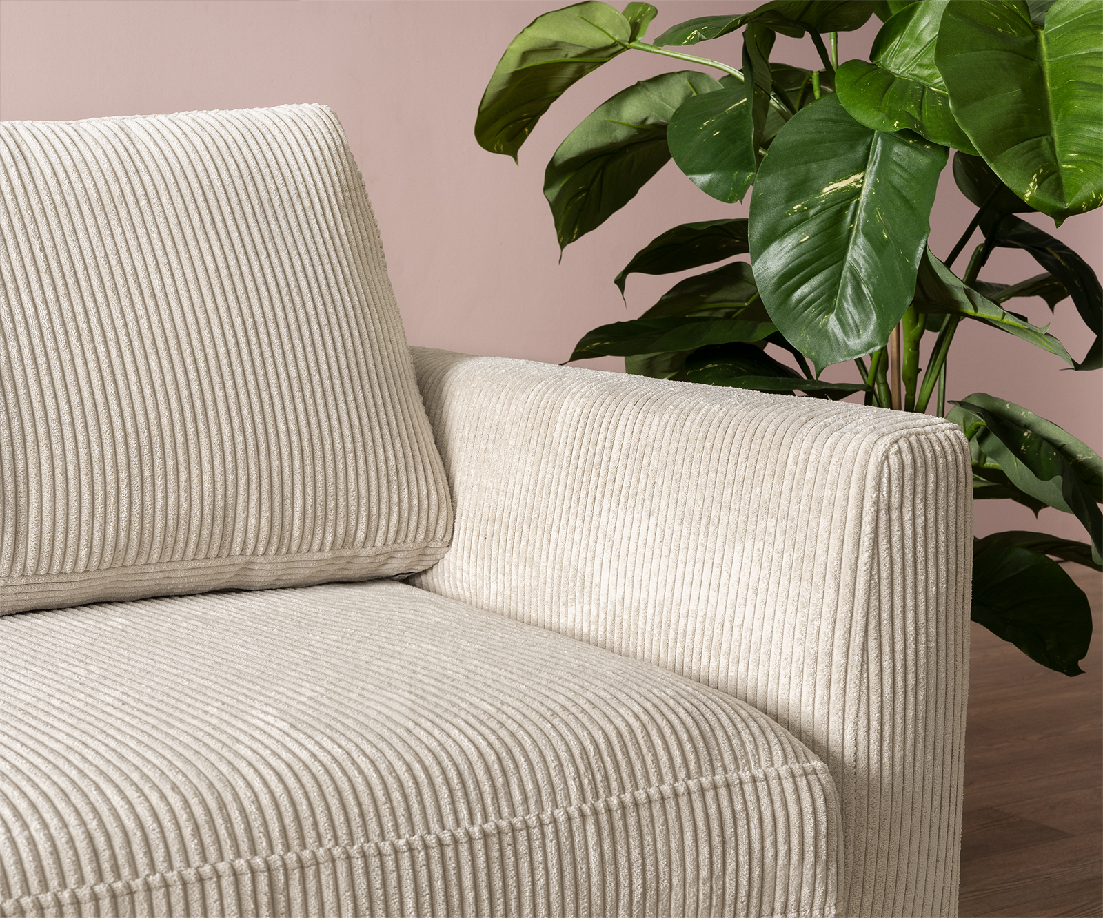 Eckcouch Marla Cordstoff Cord Creme-Weiß 285x140 cm Recamiere links Ecksofa | Möbel Modern