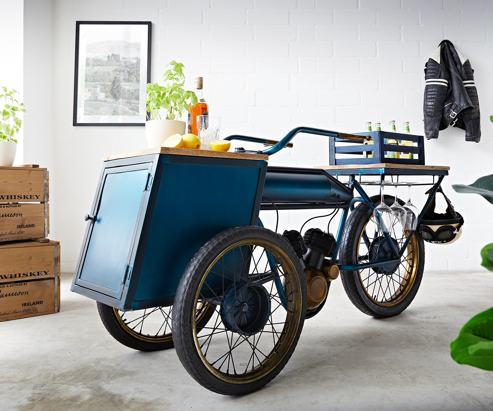 Bar Fahrrad 175x85 Cm Mangoholz Und Metall Blau DELIFE Bar Fahrrad 175x85 Cm Mangoholz Und Metall Blau DELIFE