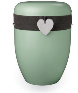 Bio-Urne Creative-Line mit Leder-Band und angehängtem Herz auf ...