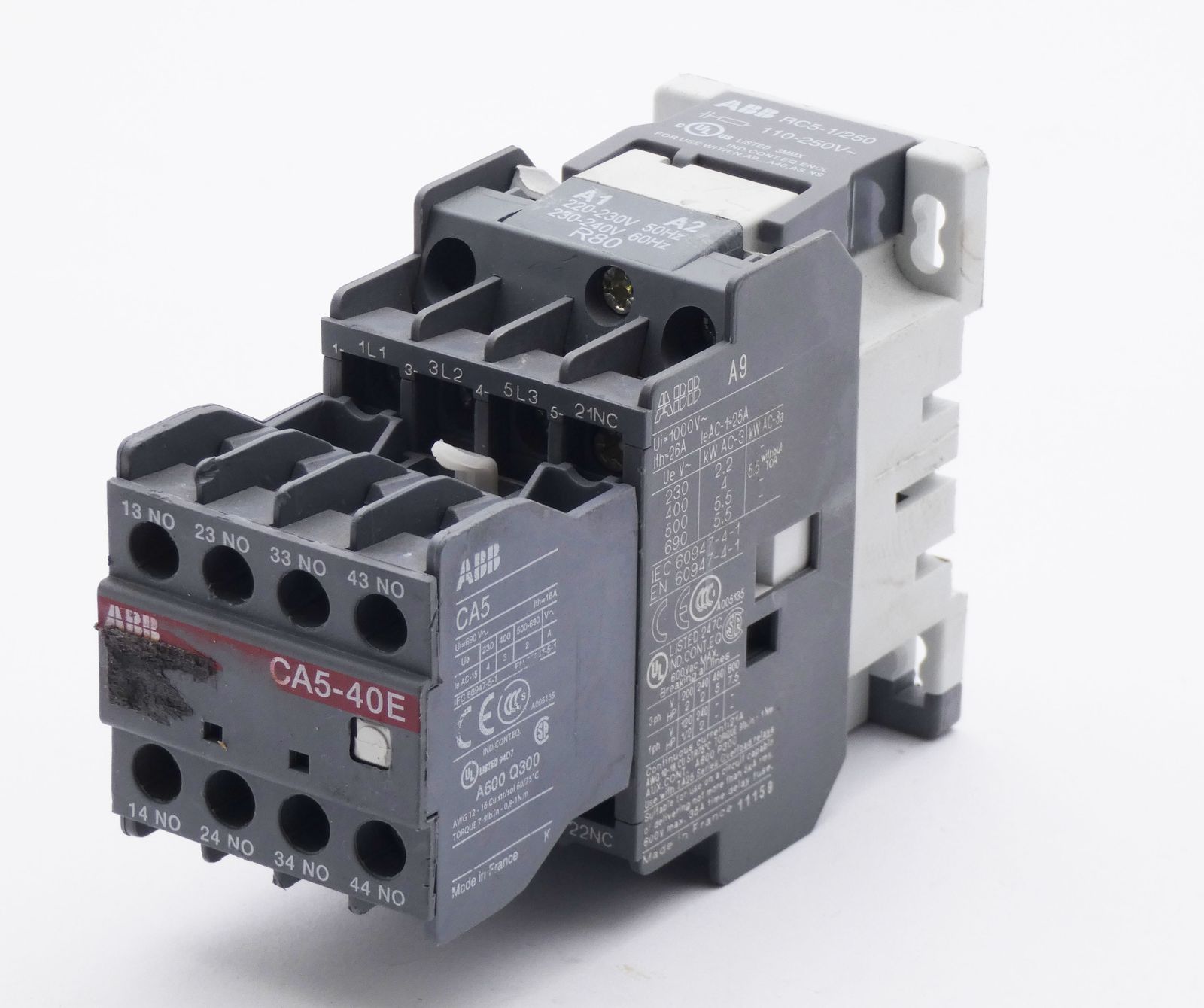 ABB A9 Schütz + CA5-40E Hilfsschalter -used- | Maaslos-Guenstig.de
