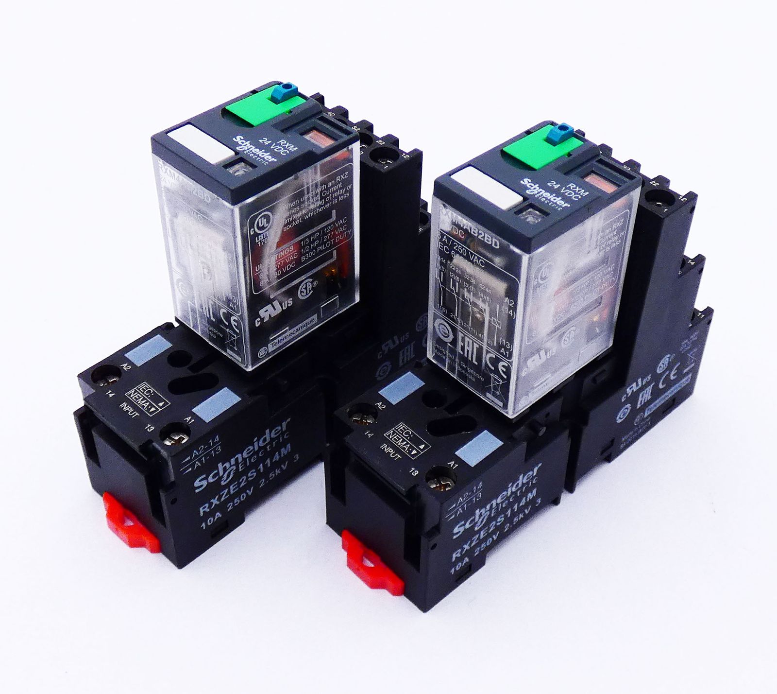 2x Schneider Electric RXM4AB2BD Miniaturrelais + RXZE2S114M ...