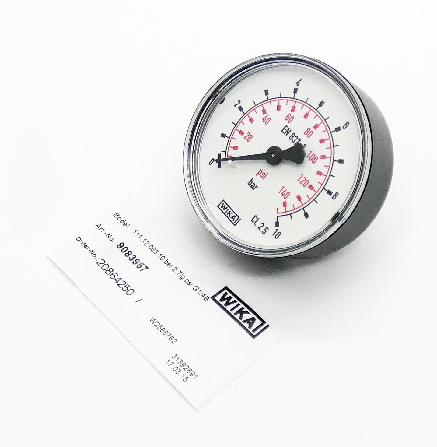 Wika 111.12.063 9083957 10bar Skala 2-teilig bar / psi G¼B Manometer ...