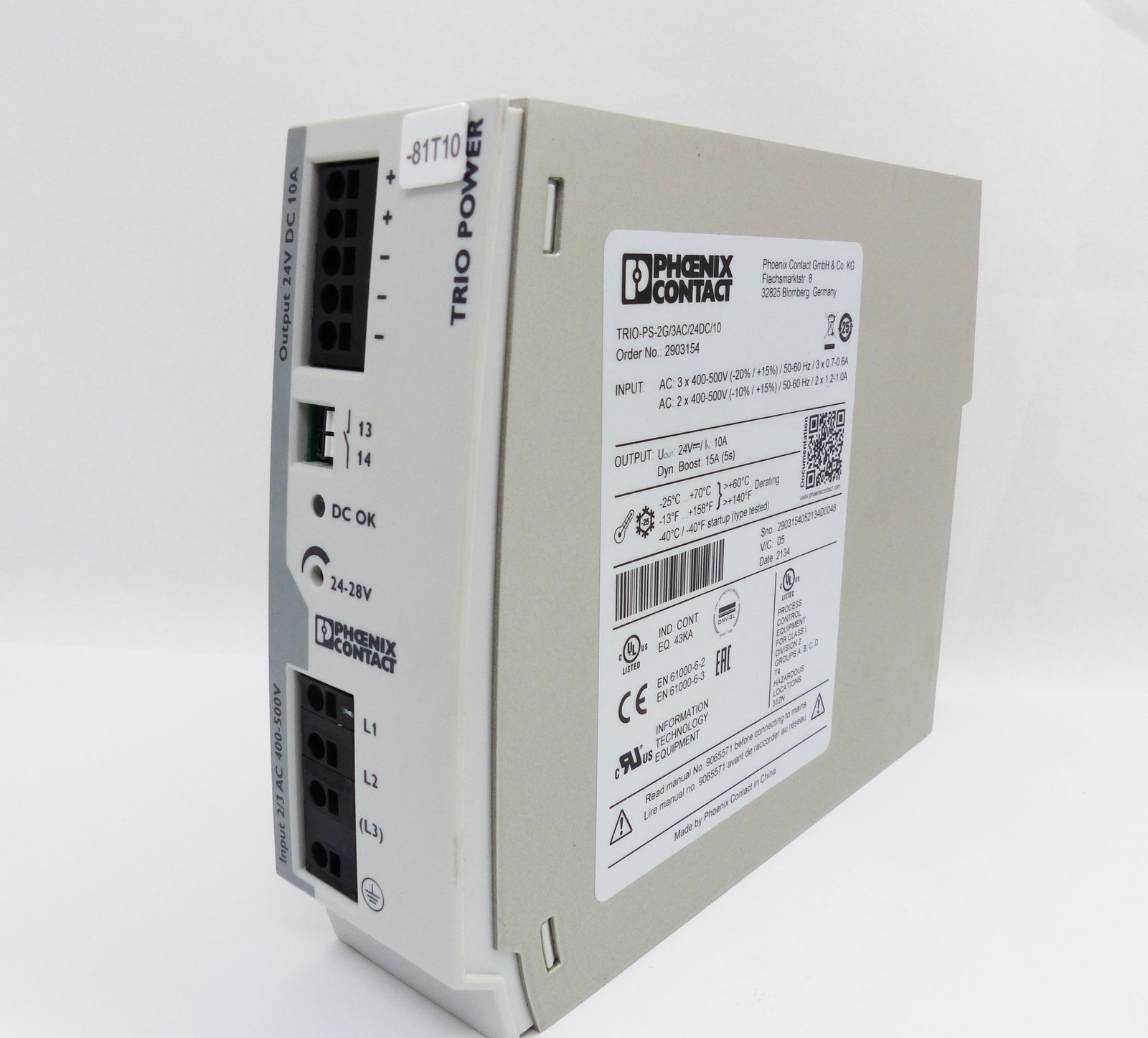 Phoenix Contact TRIO-PS-2G/3AC/24DC/10 2903154 Power Supply Out=24VDC 10A -used- | Maaslos ...
