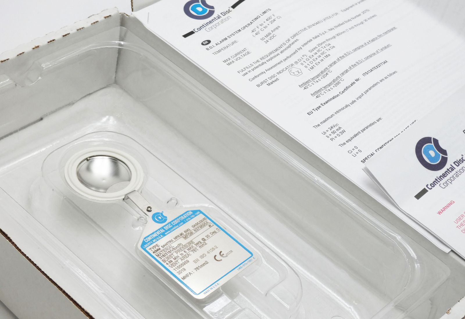 Continental Disc Corporation 40MM SANITRX HPX-90 (NA) Berstscheibe ...