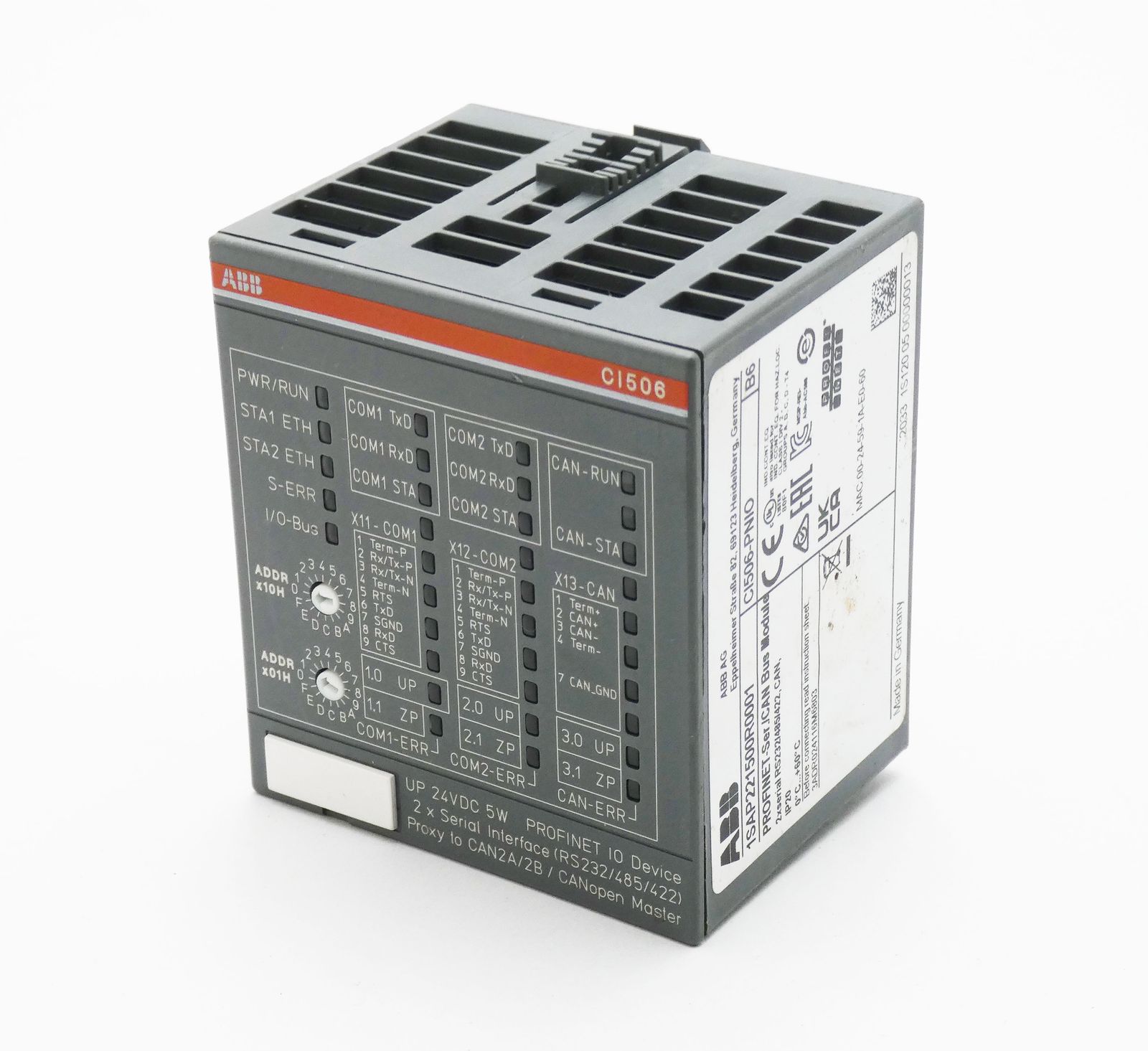 ABB CI506 1SAP221500R0001 CI506-PNIO E: B6 Bus Module PROFINET Seriell ...