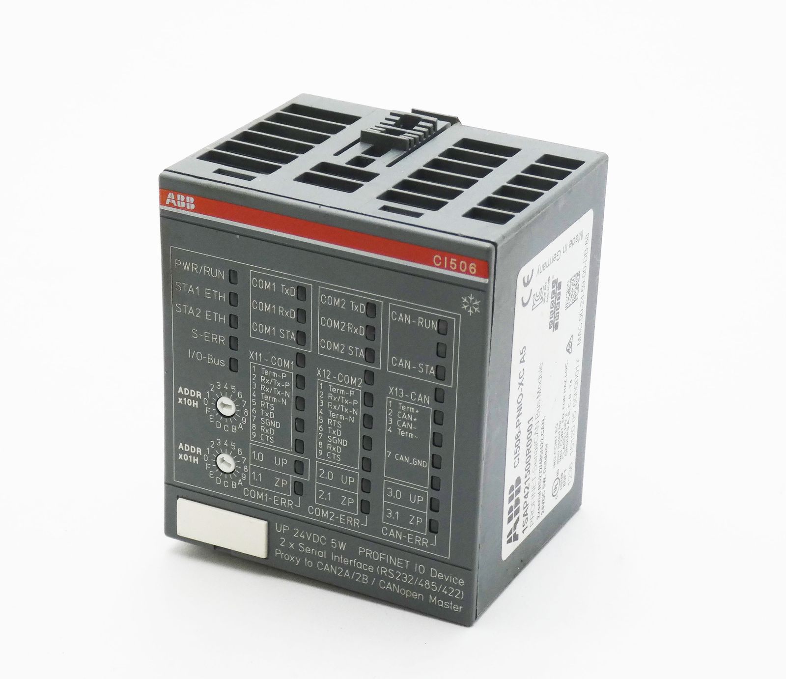 ABB CI506 1SAP421500R0001 CI506-PNIO-XC E: A5 Bus Module PROFINET ...