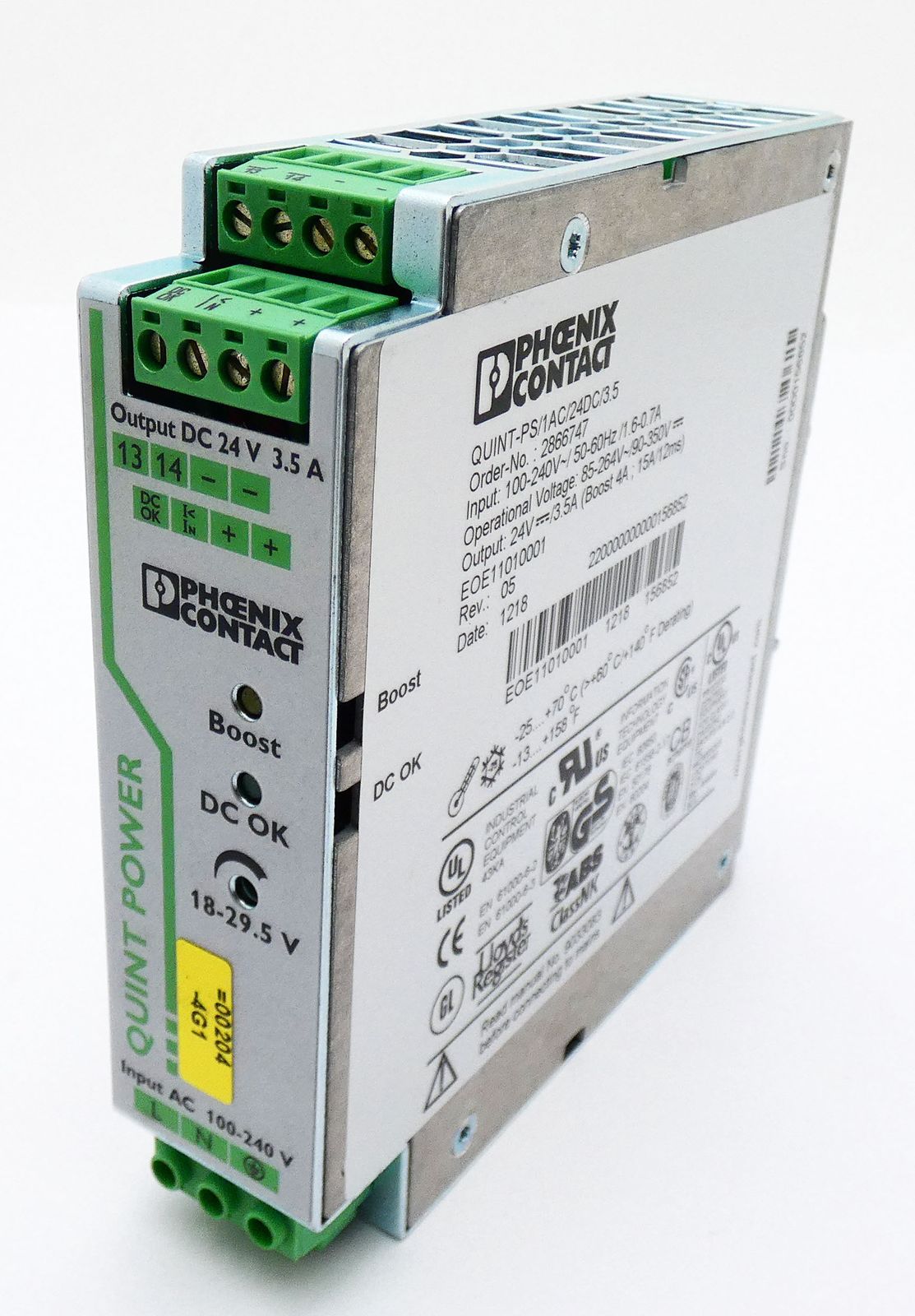 Phoenix Contact Quint-PS/1AC/24DC/3.5 2866747 Rev.:05 Stromversorgung ...