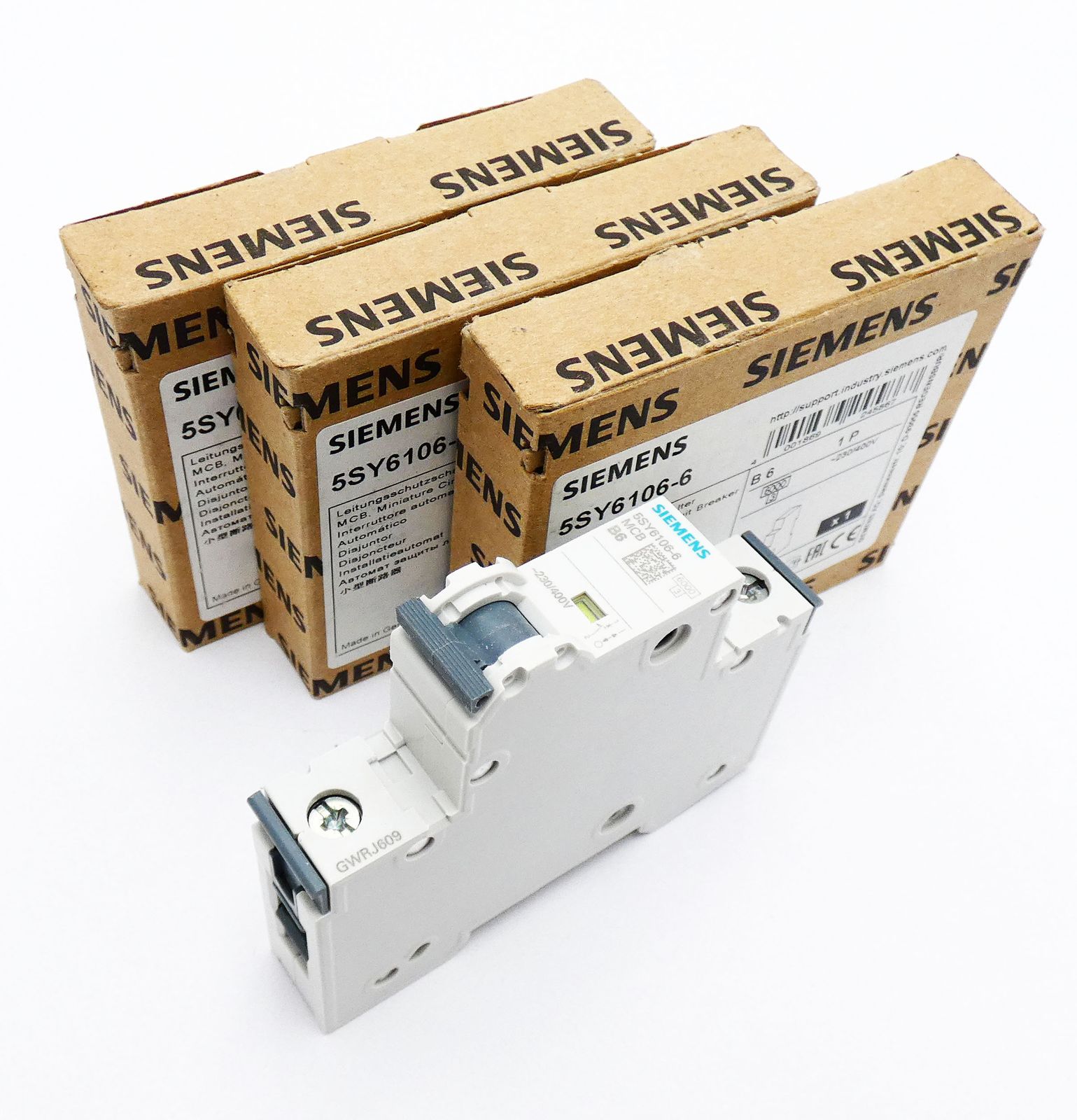 3x Siemens 5SY6106-6 MCB B6 Leitungsschutzschalter -unused/OVP ...