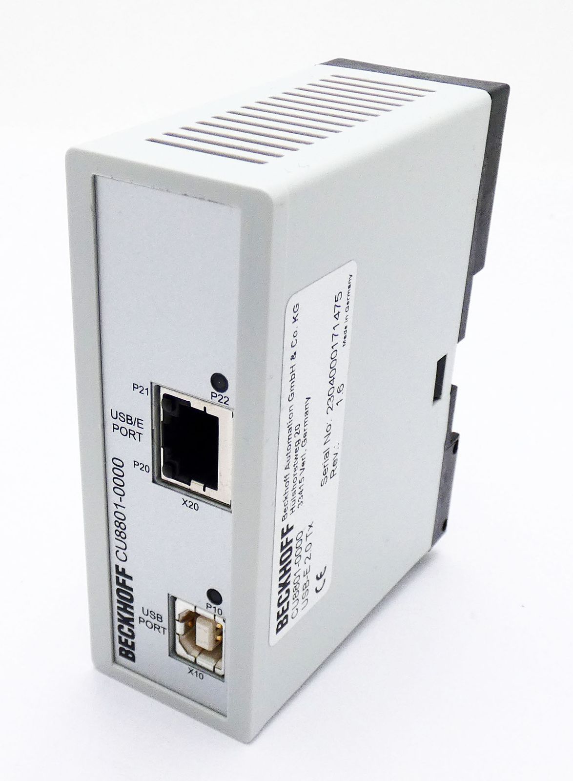 Beckhoff CU8801-0000 USB-E 2.0 Tx Extender-TX Rev: 1.6 USB-Verlängerung ...