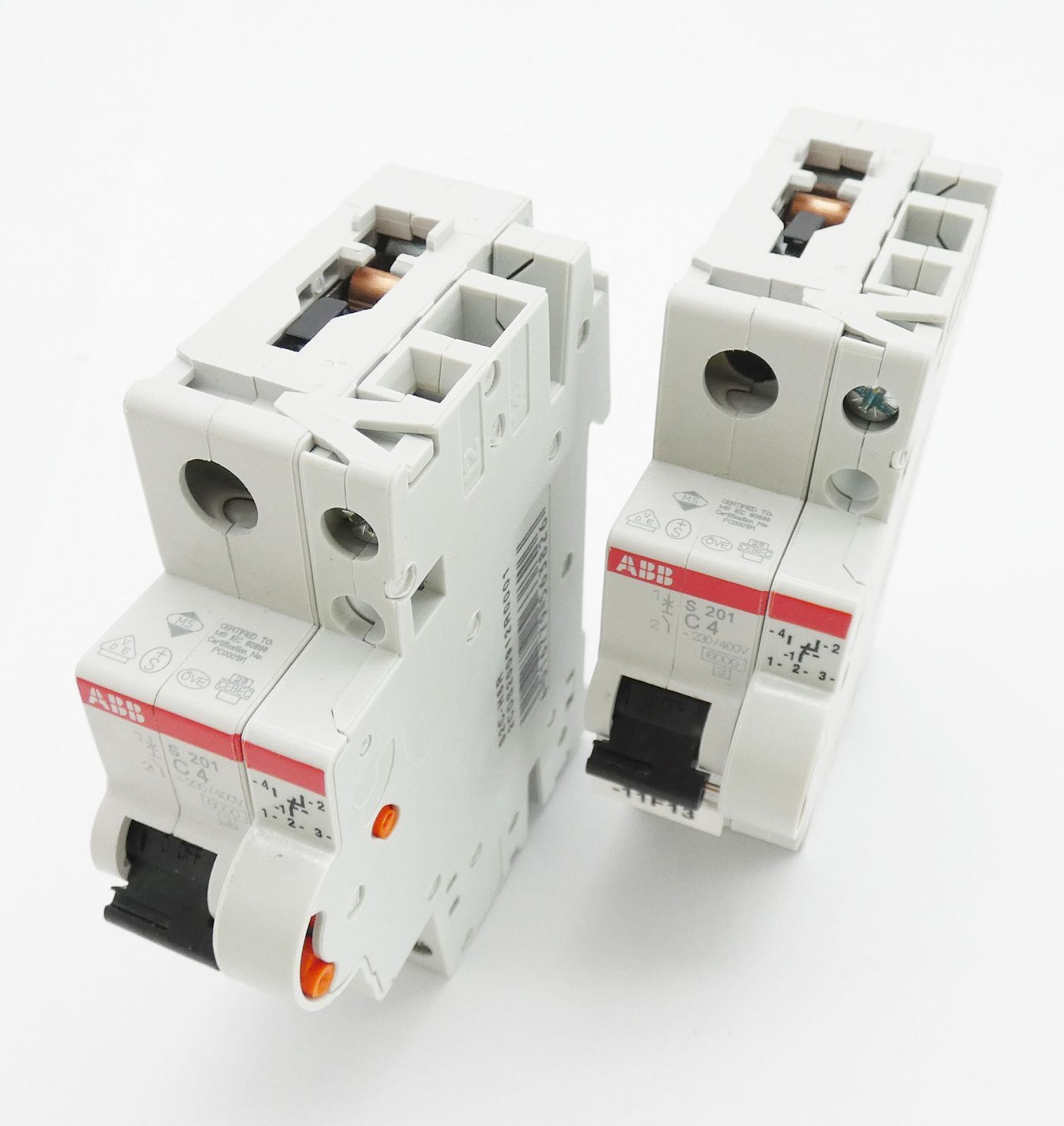 2x ABB S 201 C 4 S201 C 4 Sicherungsautomat + S2C-H6R Hilfsschalter -used- | Maaslos-Guenstig.de