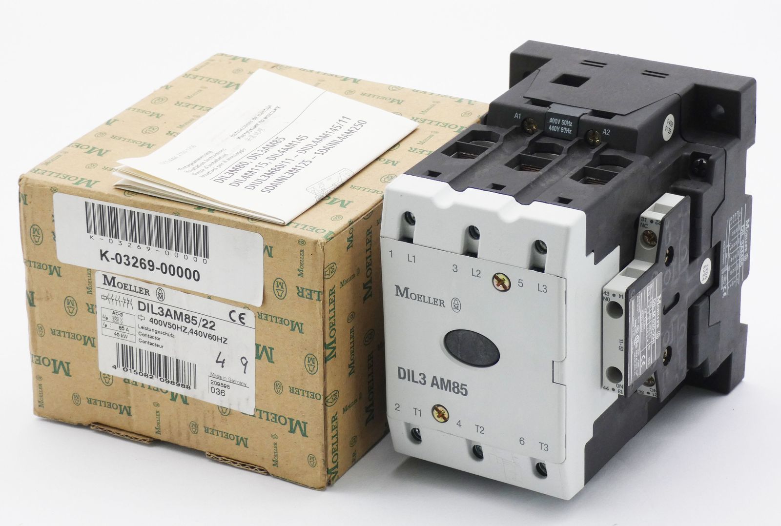 Moeller DIL3 AM85 DIL3AM85/22 400V50Hz/ 440V60Hz Leistungsschütz ...
