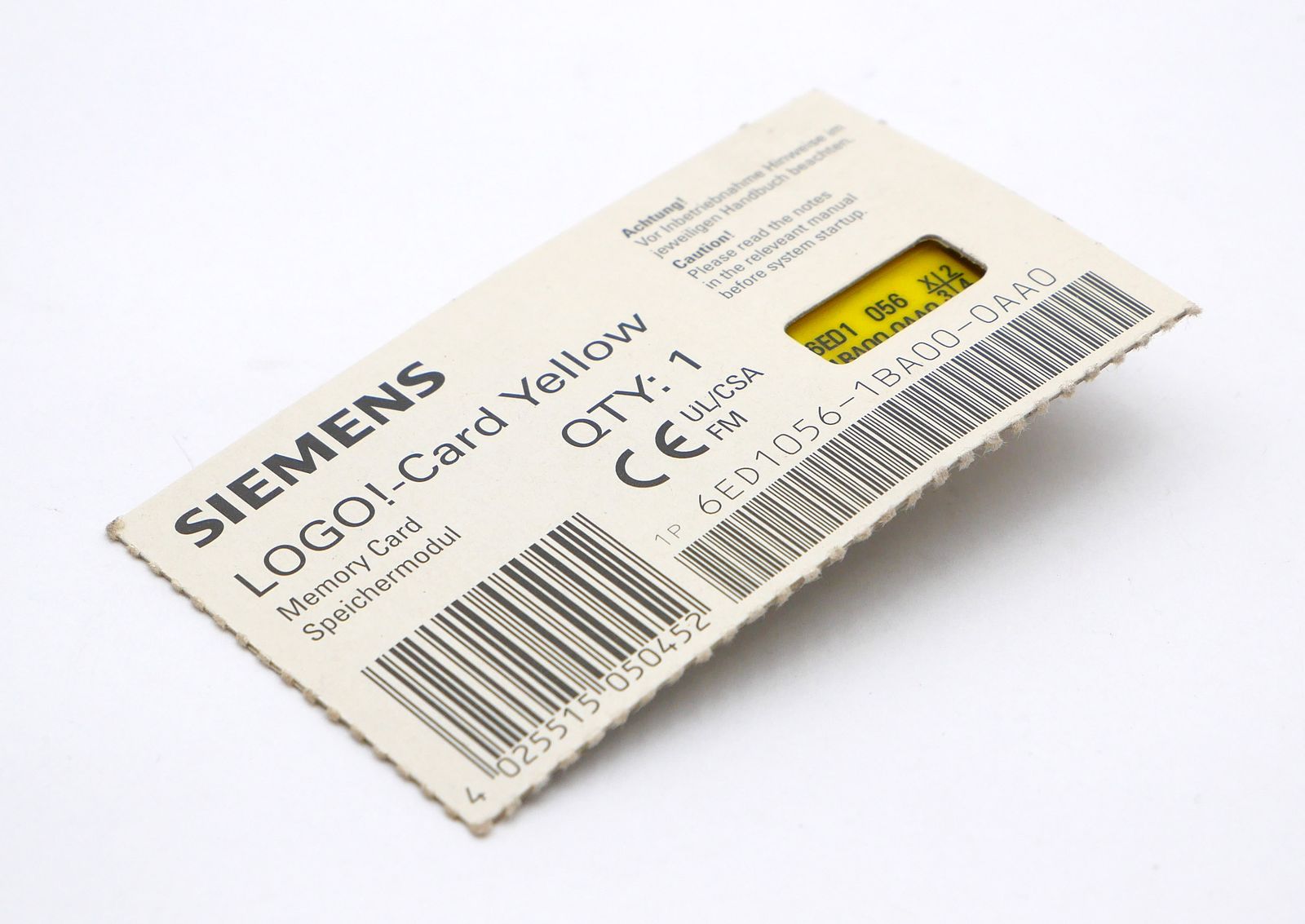 Siemens LOGO!-Card Yellow 6ED1056-1BA00-0AA0 E: 01 Memory Card -unused ...