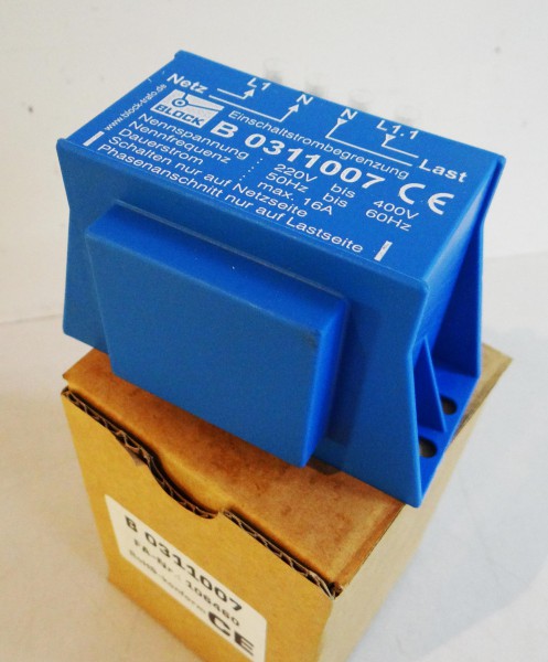 Block-Trafo B0311007 FA-Nr.:106460 Einschaltstrombegrenzung -unused/OVP ...