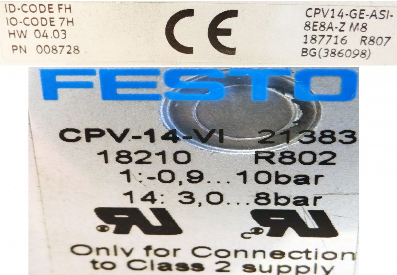 Festo TN 18210 CPV14-VI 161362,187716,16550 Ventilinsel -used-