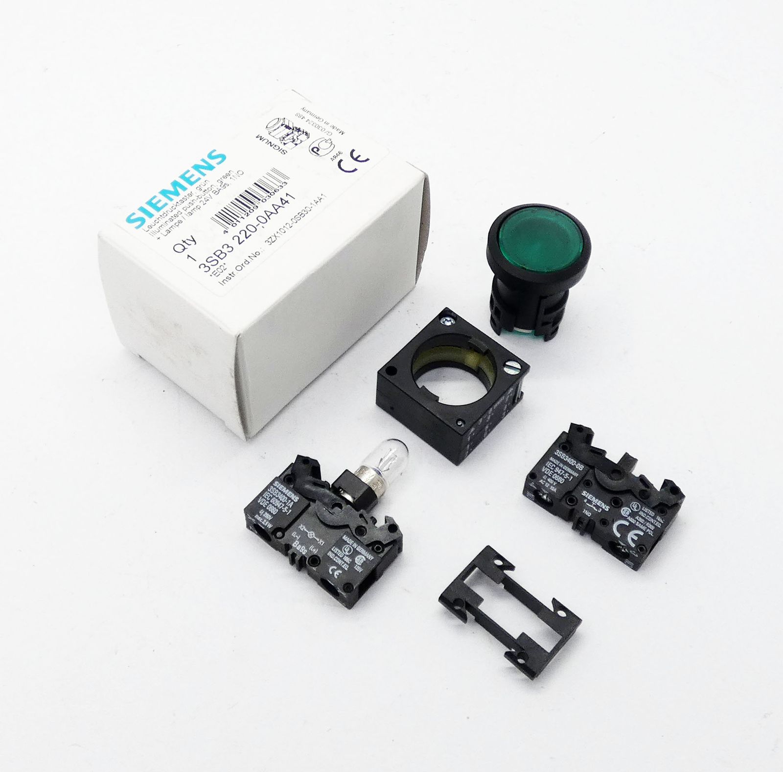 Siemens 3SB3 220-0AA41 E: 02 Leuchtdrucktaster grün -unused/OVP ...
